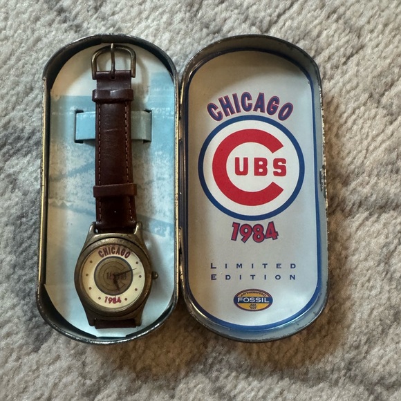 Fossil | Accessories | Fossil Chicago Cubs 984 Edition Watch With Brown ...